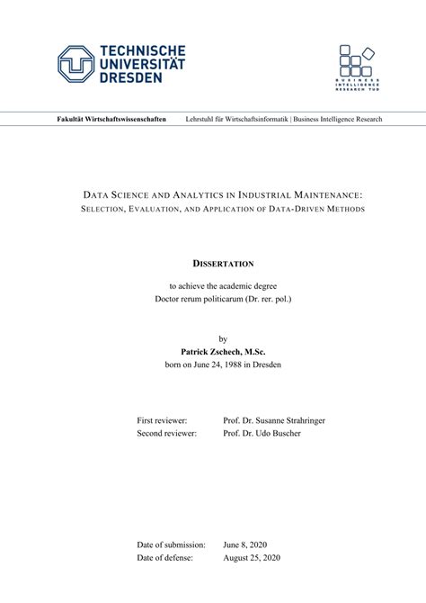 Pdf Data Science And Analytics In Industrial Maintenance Selection