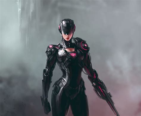 Download Woman Warrior Sci Fi Cyborg Hd Wallpaper By Siwoo Kim
