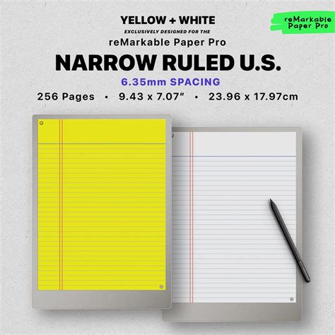 Narrow Ruled U S Notebooks For Remarkable Paper Pro 6 35mm Lined