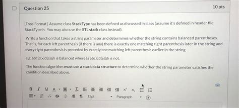 Solved Question 25 10 Pts Free Format Assume Class