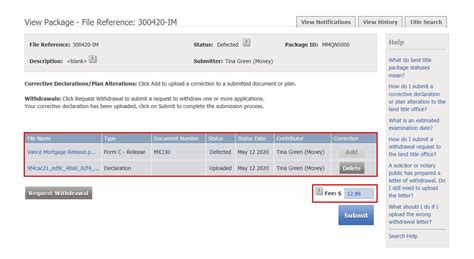 Corrective Declaration Web Filing Form System Help