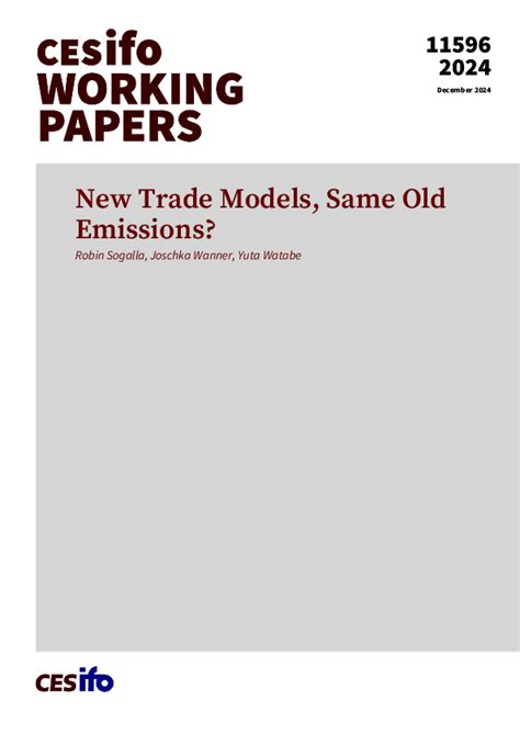 New Trade Models Same Old Emissions Working Paper Ifo Cesifo