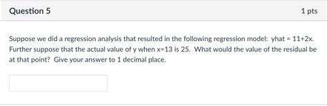 Solved Suppose We Did A Regression Analysis That Resulted In Chegg