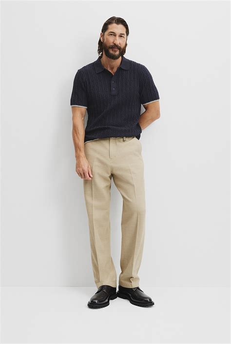 Midnight Blue Cotton Wool Cable Knit Polo Knitwear Country Road