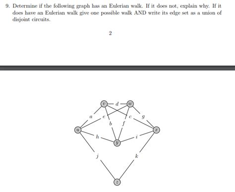 solved 9 determine if the following graph has an eulerian