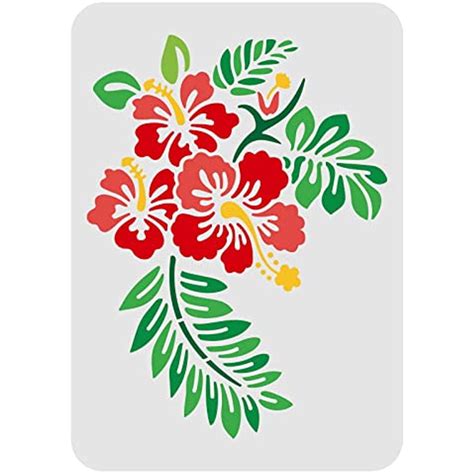 Flowers Leaf Stencil A4 Size Hawaii Flower Stencil Rectangle Hibiscus