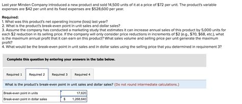 solved last year minden company introduced a new product and