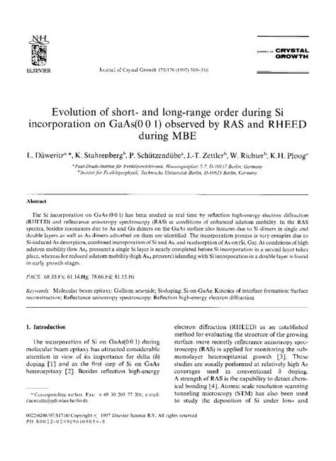 Pdf Evolution Of Short And Long Range Order During Si Incorporation