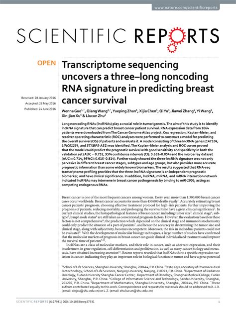 Pdf Transcriptome Sequencing Uncovers A Threelong Noncoding Rna Signature In Predicting