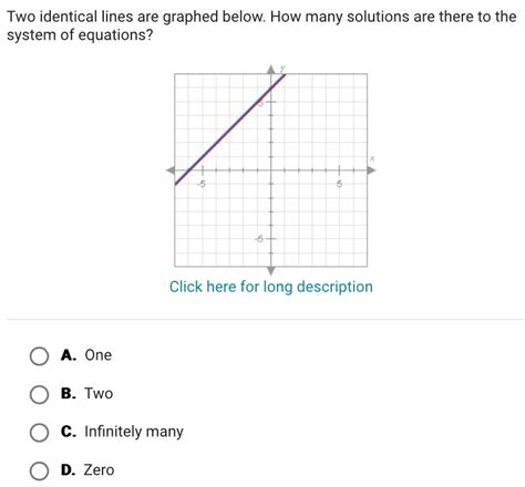 two identical lines are graphed below how many solutions are there to