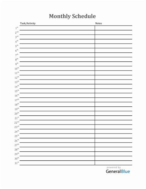 Free Excel Monthly Schedule Templates