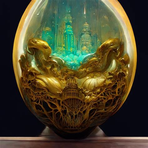 Premium Ai Image A Glass Egg With A Gold Design And A Bird In The Middle