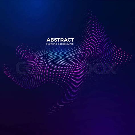 Abstract halftone background with dynamic waves. Warp dots surface. Twisted line and particles ...