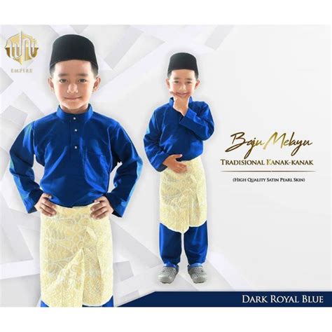 Baju Melayu Budak Dark Royal Blue Pesak Shopee Malaysia