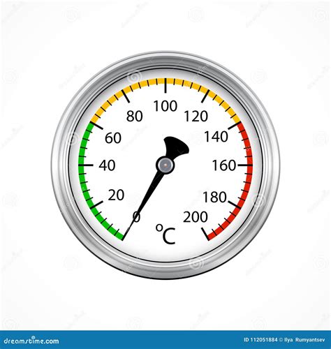 Realistic Round Thermometer Sensor Stock Vector Illustration Of White Metal 112051884