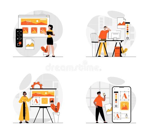 web development concept with character set vector illustrations stock vector illustration of
