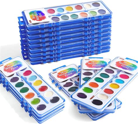 50x Estojo Aquarela 16 Cores Escolar Tinta E Pincel Laváve Elo7