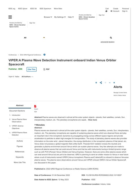 Pdf Viper A Plasma Wave Detection Instrument Onboard Indian Venus