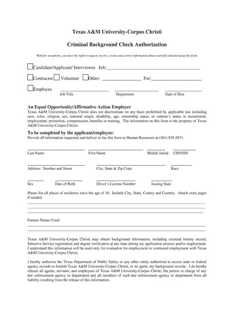 Texas Aandm University Corpus Christi Criminal Background Check Fill