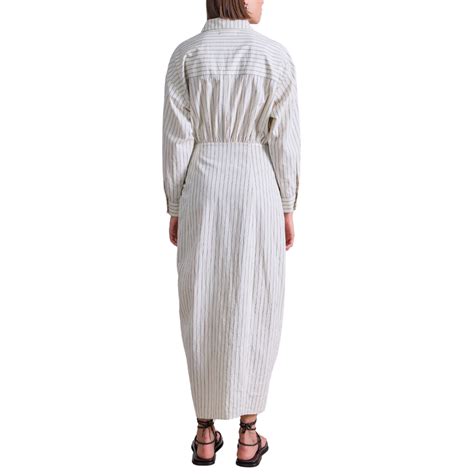 Alessandra Sarong Shirt Dress In Pina Stripes Cream And Navy