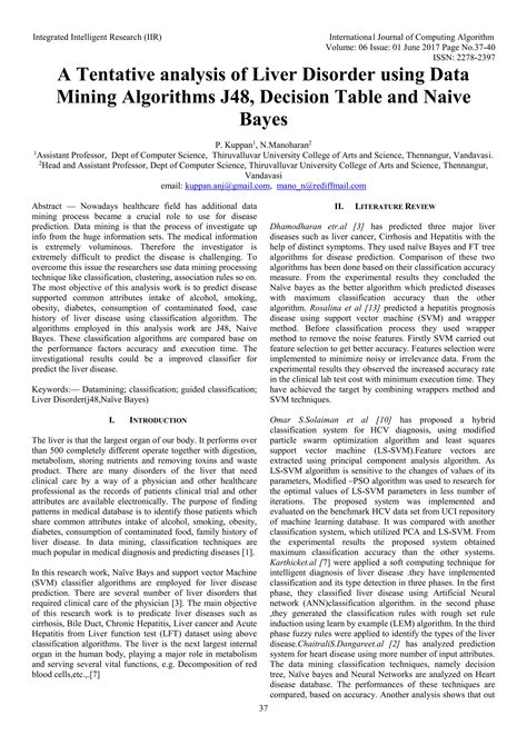 A Tentative Analysis Of Liver Disorder Using Data Mining Algorithms J48 Decision Table And