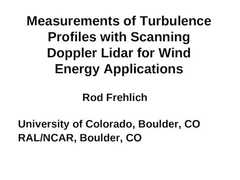 Ppt Measurements Of Turbulence Profiles With Scanning Doppler Lidar