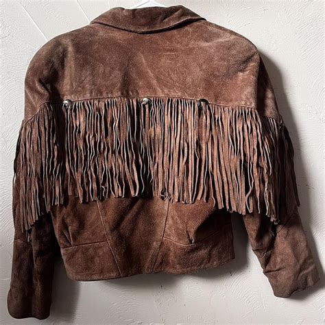 G4000 Suede Leather Fringe Jacket M 80s Or 90s Depop