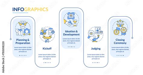 Hackathon Process Structure Blue Rectangle Infographic Template Data Visualization With 5 Steps