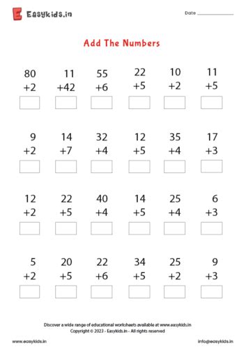 Class 1 Math Worksheets