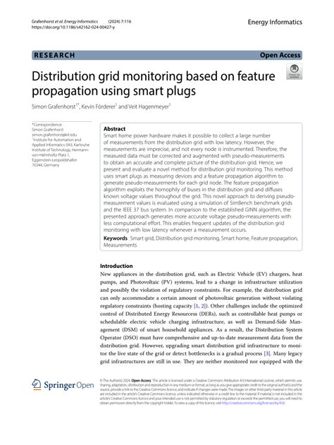 Pdf Distribution Grid Monitoring Based On Feature Propagation Using Smart Plugs