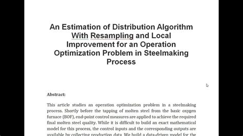 An Estimation Of Distribution Algorithm With Resampling And Local Improvement For An Operation