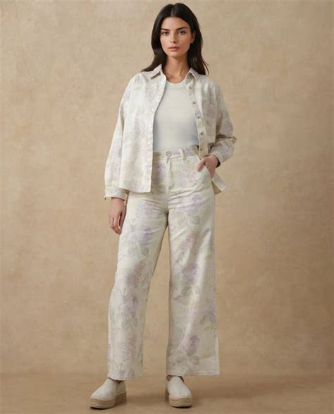 Rareism Women Prebin B Multi Cotton Fabric Button Closure Wide Fit Ank