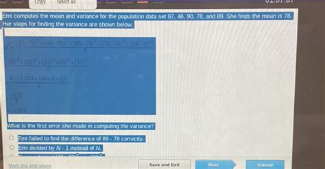 Copy Select All Emi Computes The Mean And Variance For The Population