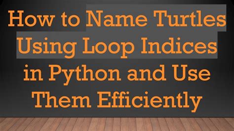 How To Name Turtles Using Loop Indices In Python And Use Them