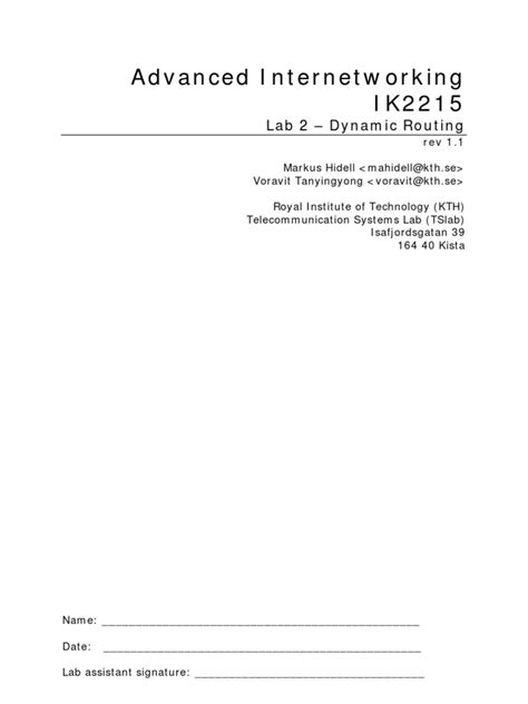 advanced internetworking lab 2 dynamic routing pdf routing