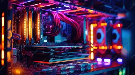 Premium Ai Image A Computer With A Colorful Display In The Background