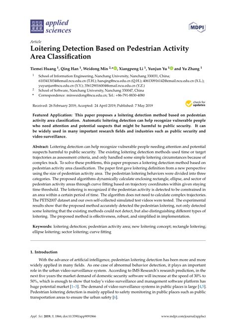 Pdf Loitering Detection Based On Pedestrian Activity Area Classification