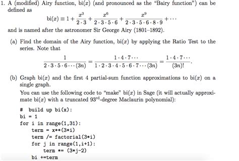 solved 26 1 a modified airy function bi x and