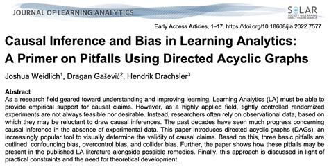 New Pub Causal Inference And Bias In Learning Analytics Edutec Science