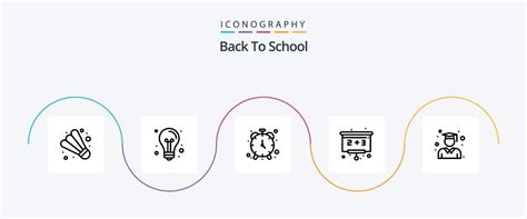 Paquete De Iconos De Regreso A La Escuela Línea 5 Que Incluye