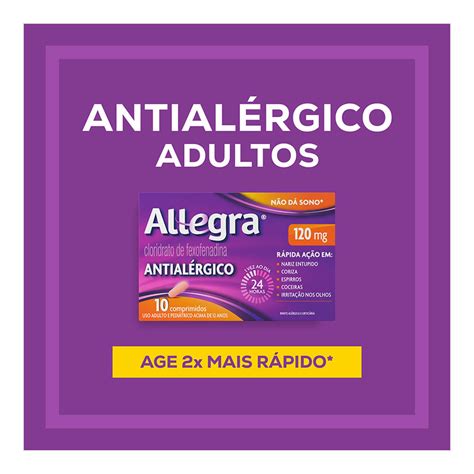 Antialérgico Allegra 120mg 10 Comprimidos Revestidos Drogarias Pacheco