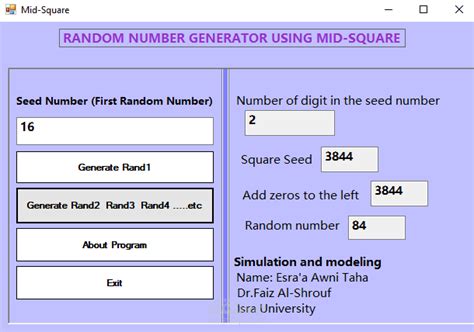 Mid Square Method In Simulation مستقل
