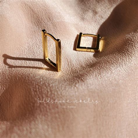 Rectangle Earrings Rectangle Hoop Earrings Geometric Earrings Everyday Earrings Bar