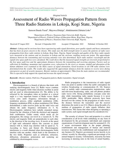 pdf assessment of radio waves propagation pattern from three radio