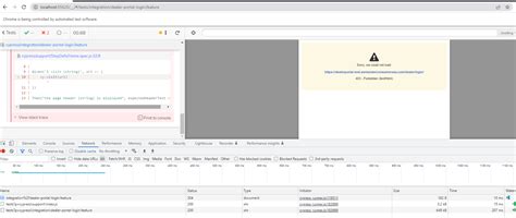 receiving 403 forbidden error when running cypress test but receiving