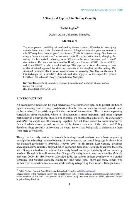 Pdf A Structural Approach For Testing Causality