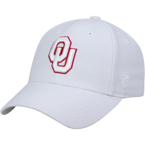 Mens Top Of The World White Oklahoma Sooners Dynasty Fitted Hat