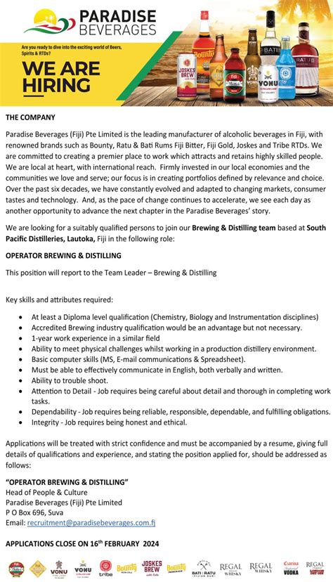 Vacancy Operatorbrewing Craftyourcareer Brewingopportunity