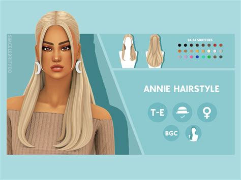 Annie Hairstyle Simcelebrity00 Sims 4 Cc Maxis Match Celebrity