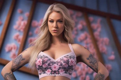Premium Ai Image Perfect Beautiful Blonde Model With Tattoos Beautiful Illustration Picture